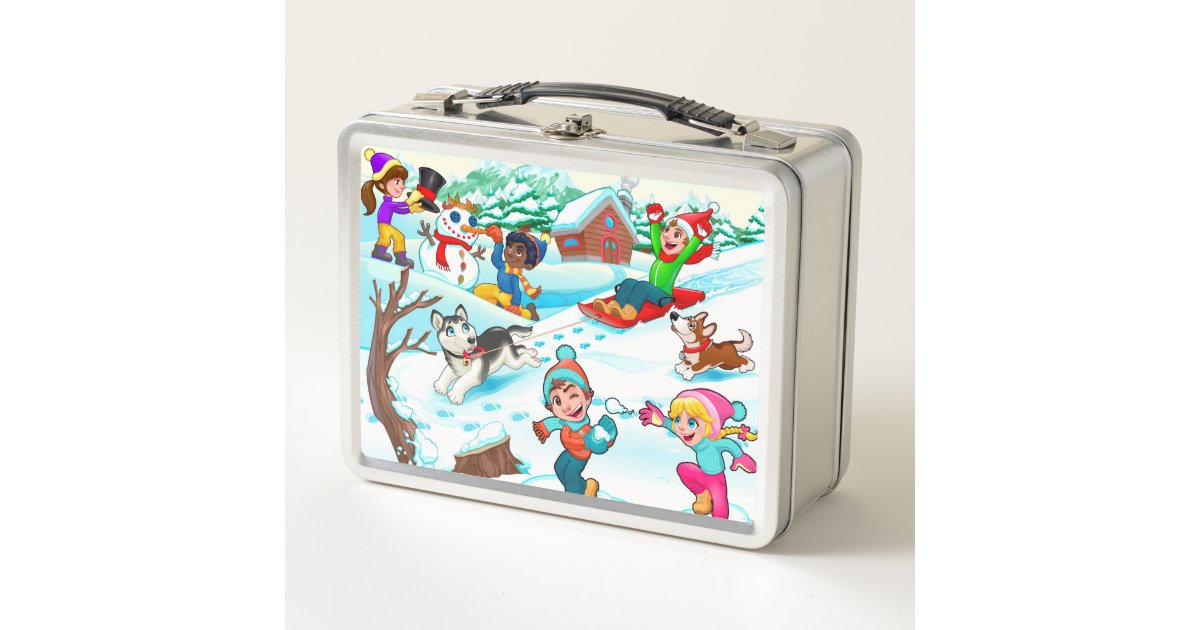 Winter Kids Metal Lunch Box | Zazzle
