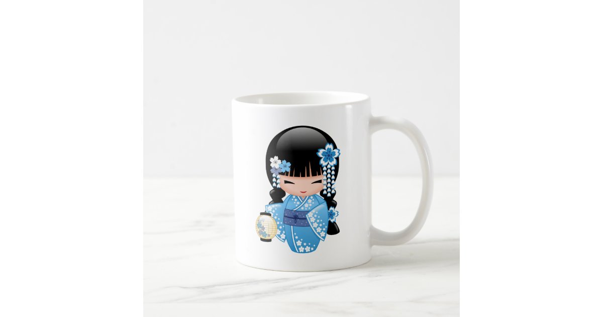 Winter Kokeshi Doll - Cute Japanese Geisha Girl Coffee Mug | Zazzle