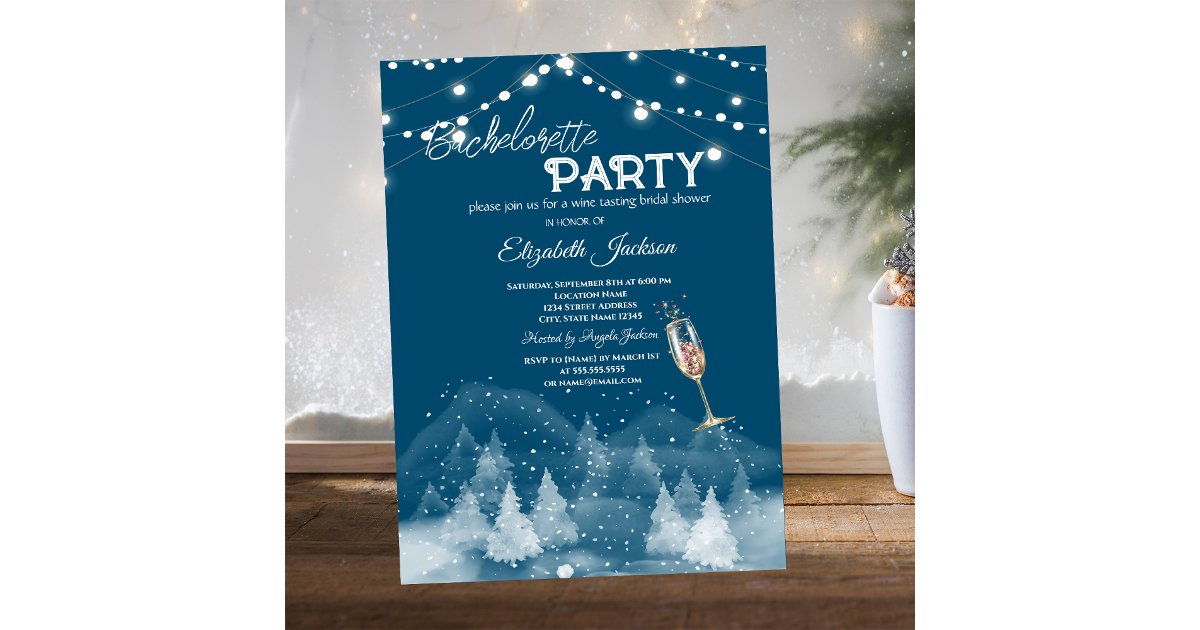 Winter Landscape Snow Bachelorette Invitation | Zazzle