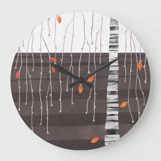 Winter Landscape Tree Art Large Clock | Zazzle