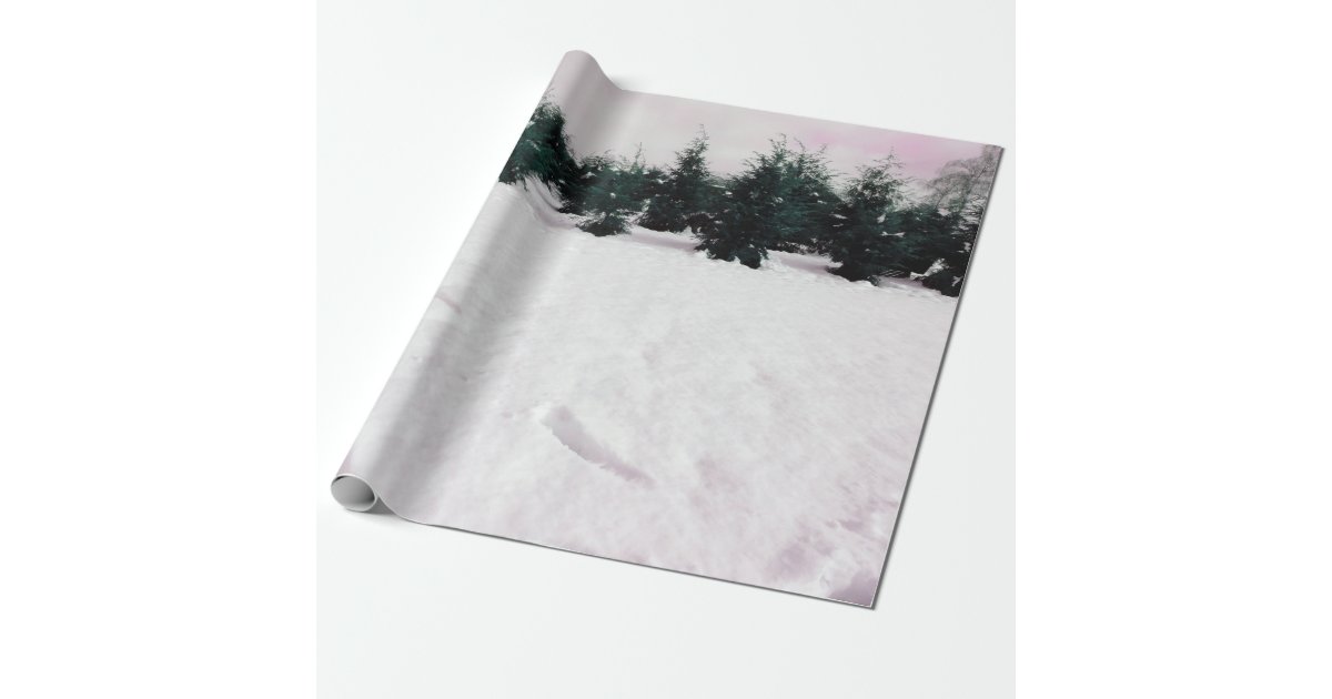 Winter landscape with larches in the snow wrapping paper | Zazzle