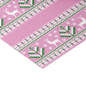 Winter Light Pink and Green Christmas Fair Isle Tissue Paper | Zazzle