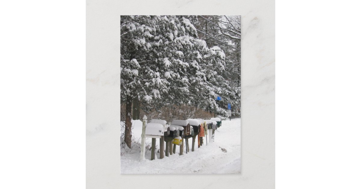 Winter Mail Boxes Holiday Post Card | Zazzle