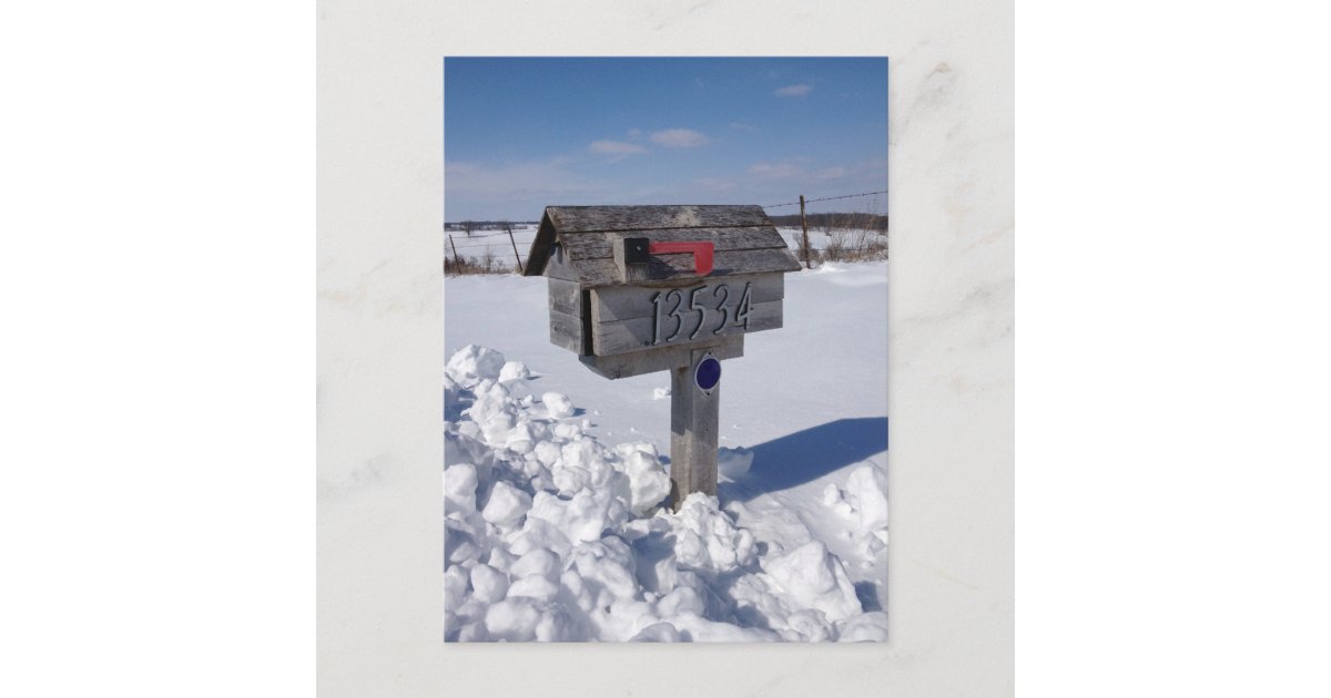 Winter mailbox postcard | Zazzle