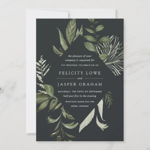 Winter Meadow | Green Watercolor Foliage Wedding Invitation | Zazzle