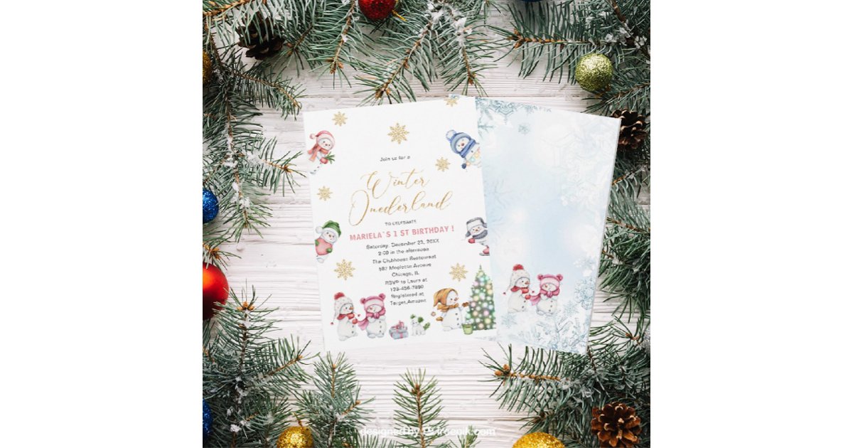 Winter Merry Christmas Snowman Watercolor Baby Sho Invitation | Zazzle
