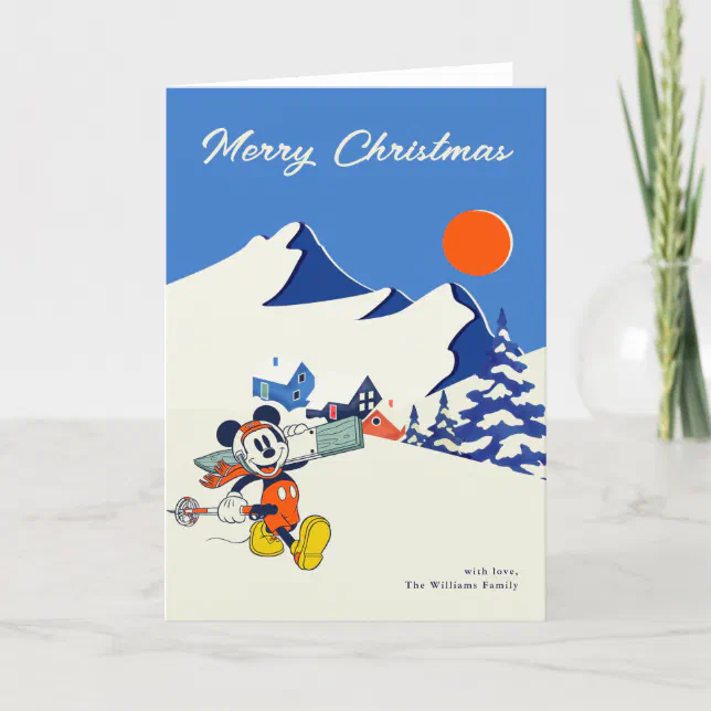 Winter Mickey Mouse | Merry Christmas Holiday Card | Zazzle