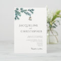 Winter Minimalist Pine Elegant Chic Wedding Bells Invitation | Zazzle