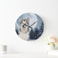 Winter Moon Husky Clock | Zazzle