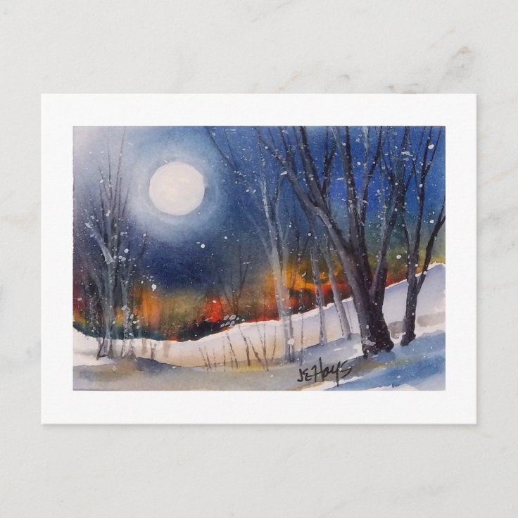 WINTER MOON POSTCARD | Zazzle
