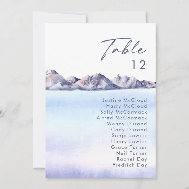 Winter Mountain Table Number Chart | Zazzle