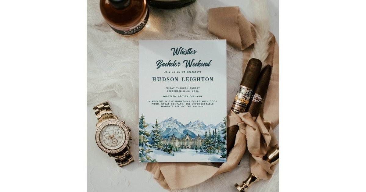 Winter Mountain | Whistler Bachelor Weekend Invitation | Zazzle