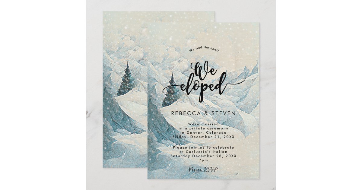 winter mountains landscape we eloped invitation | Zazzle
