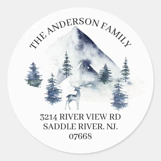 Winter Mountains | New Home Address Label Sticker | Zazzle