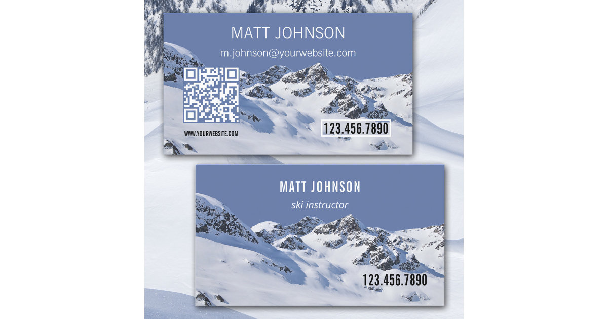 Winter Mountains Ski Instructor Business Card | Zazzle