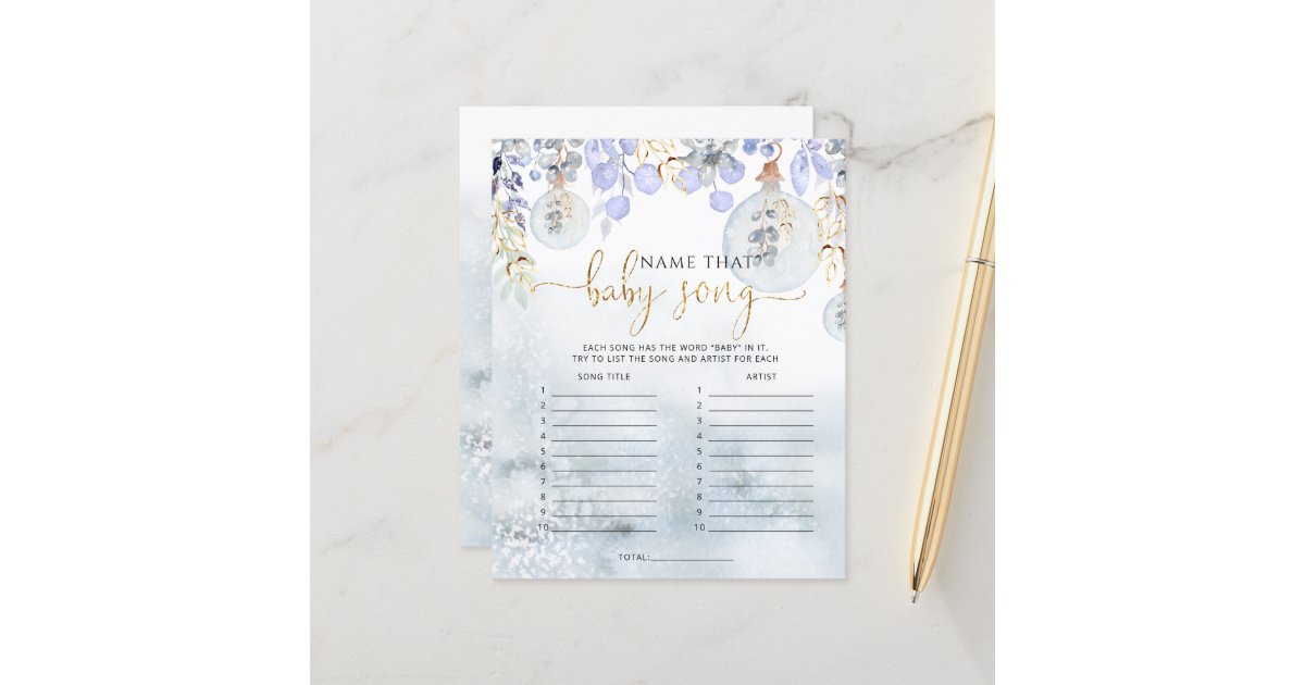 Winter Name that song baby shower game | Zazzle