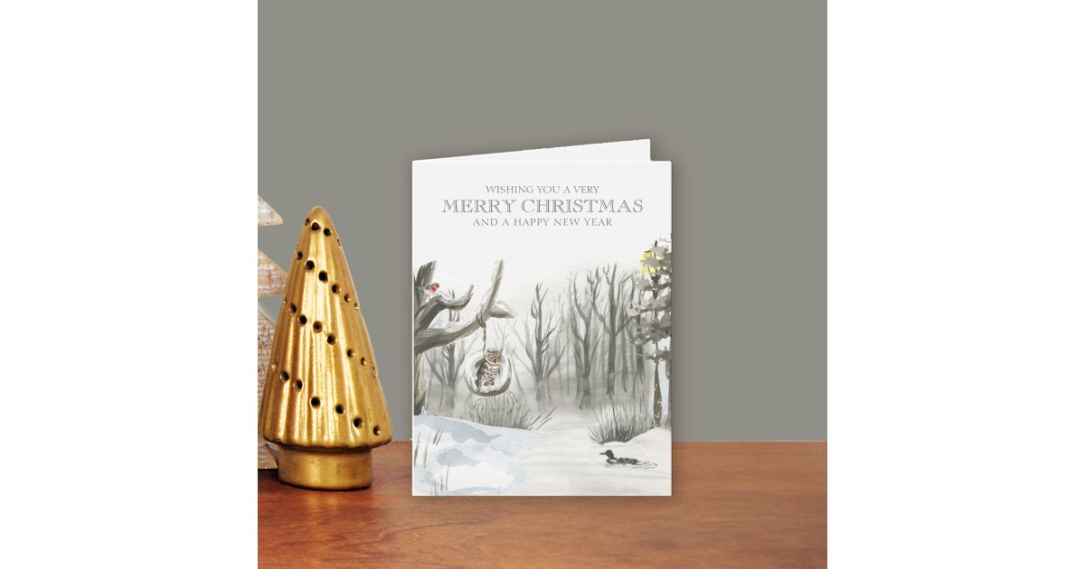 Winter Nature Snowy Woodland Christmas Holiday Card | Zazzle