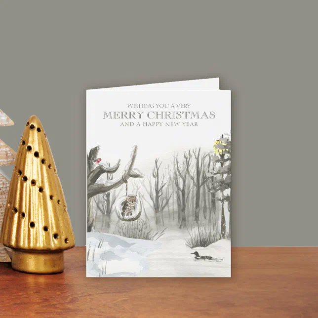 Winter Nature Snowy Woodland Christmas Holiday Card | Zazzle
