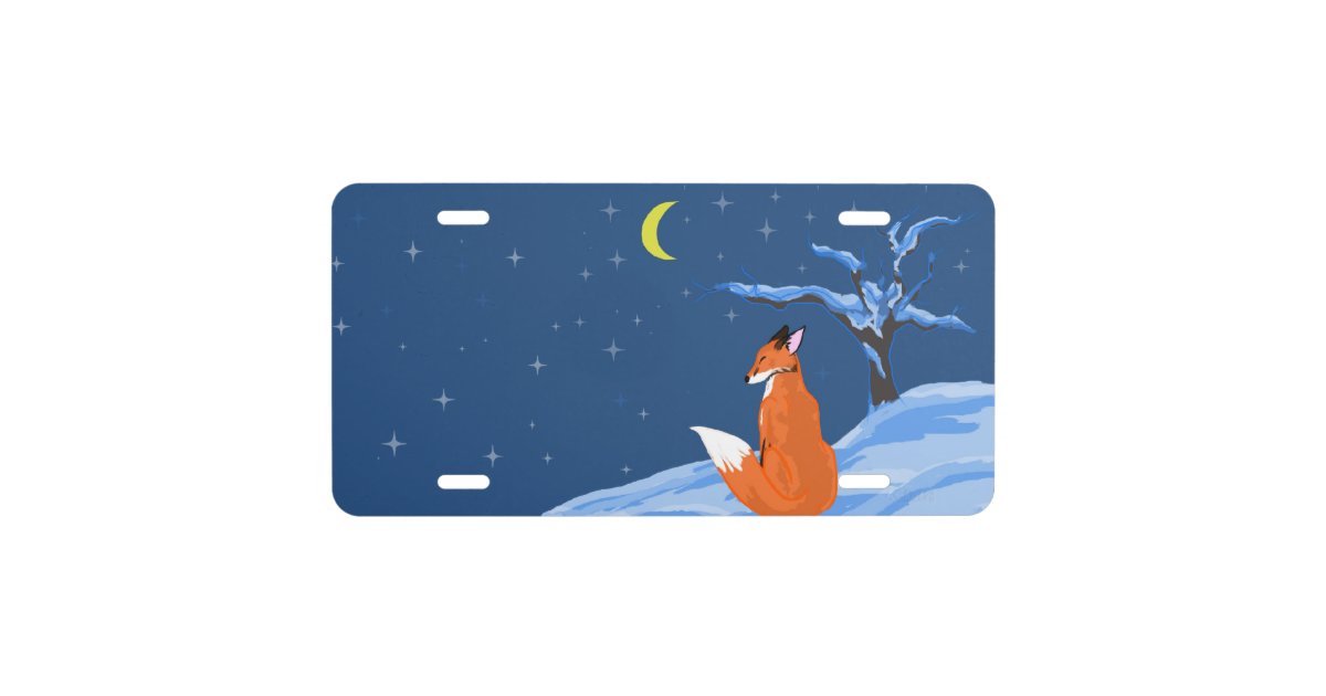 Winter Night Fox License Plate | Zazzle