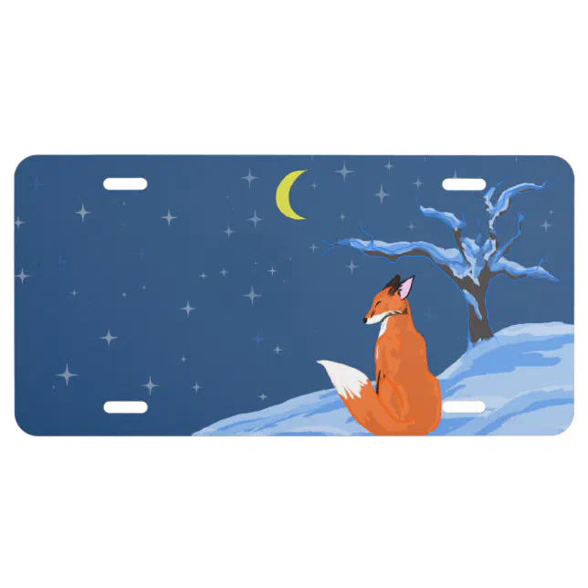 Winter Night Fox License Plate | Zazzle