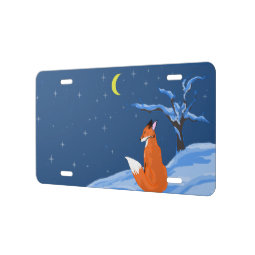Winter Night Fox License Plate | Zazzle