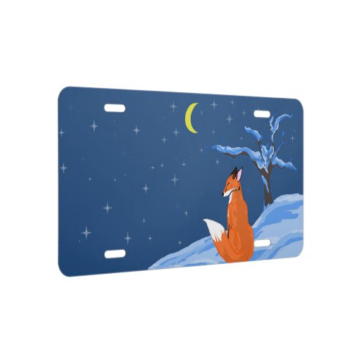 Winter Night Fox License Plate | Zazzle