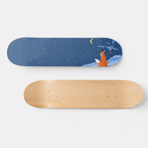 Winter Night Fox Skateboard | Zazzle
