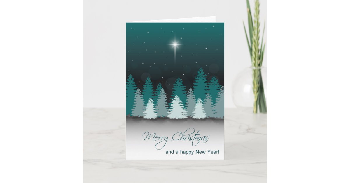 Winter Night with Star of Bethlehem Holiday Card | Zazzle