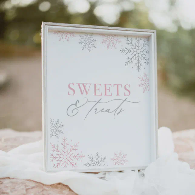 Winter Onederland Glitter Birthday Sweets Treats Poster | Zazzle