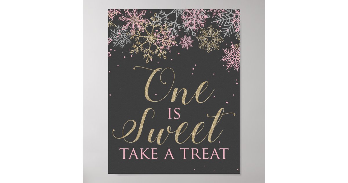 Winter Onederland One is Sweet Take a treat sign | Zazzle