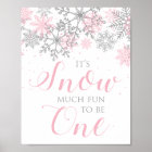 Snow Much Fun | Silver Blue | First Birthday Sign | Zazzle.com