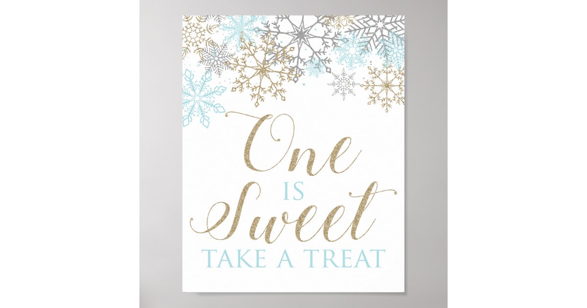Winter Onederland snowflake birthday treat Sign | Zazzle
