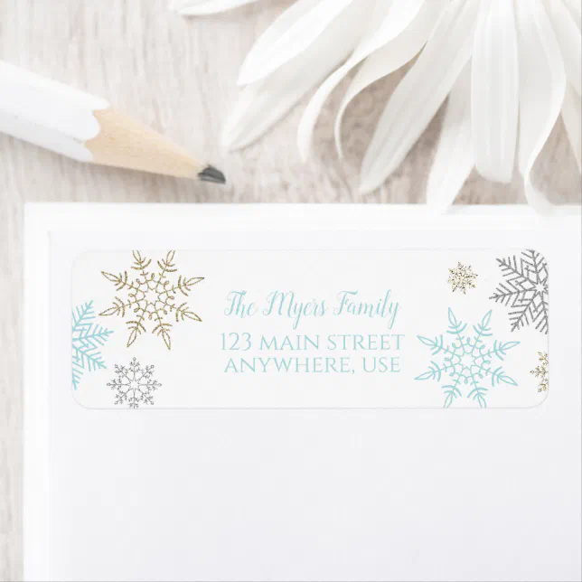 Winter Onederland snowflake return address label | Zazzle