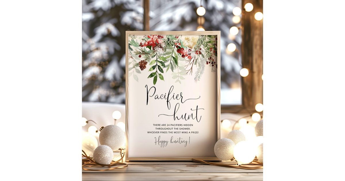 Winter Pacifier Hunt Sign. Find The Pacifier Game Poster | Zazzle