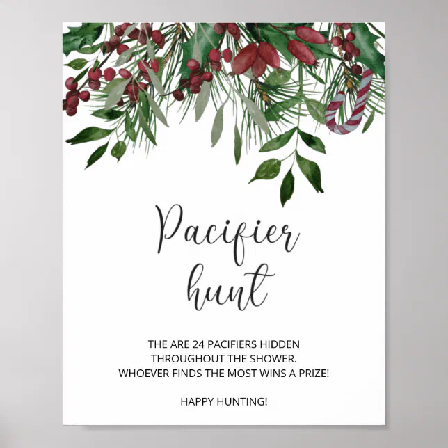 Winter Pacifier Hunt Sign. Find The Pacifier Game Poster | Zazzle
