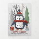 Winter penguin and trees Christmas multi photo Tri-Fold Holiday Card ...