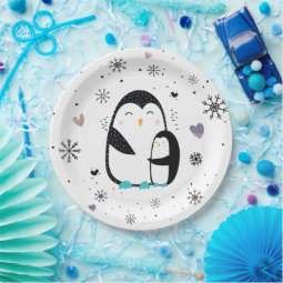 Winter Penguin Paper Plates | Zazzle