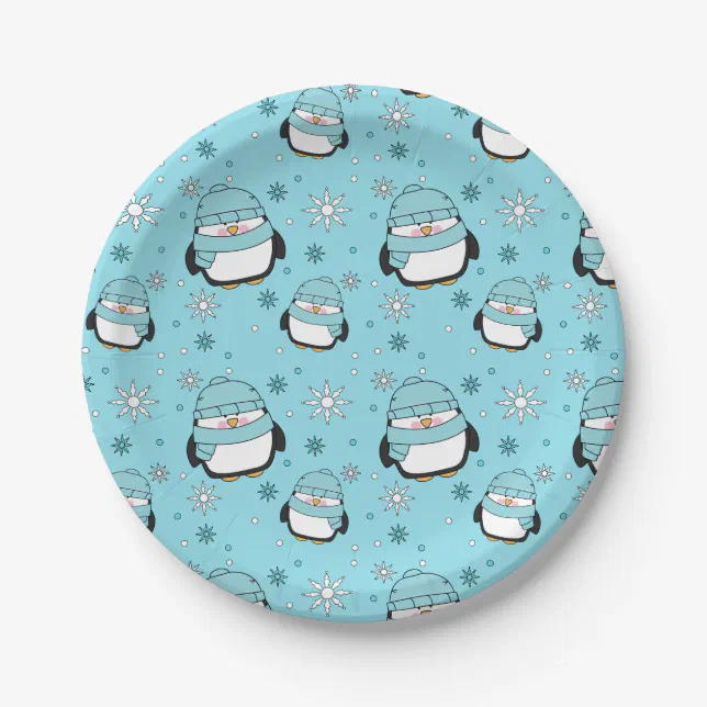 Winter Penguins Paper Plates 7" | Zazzle