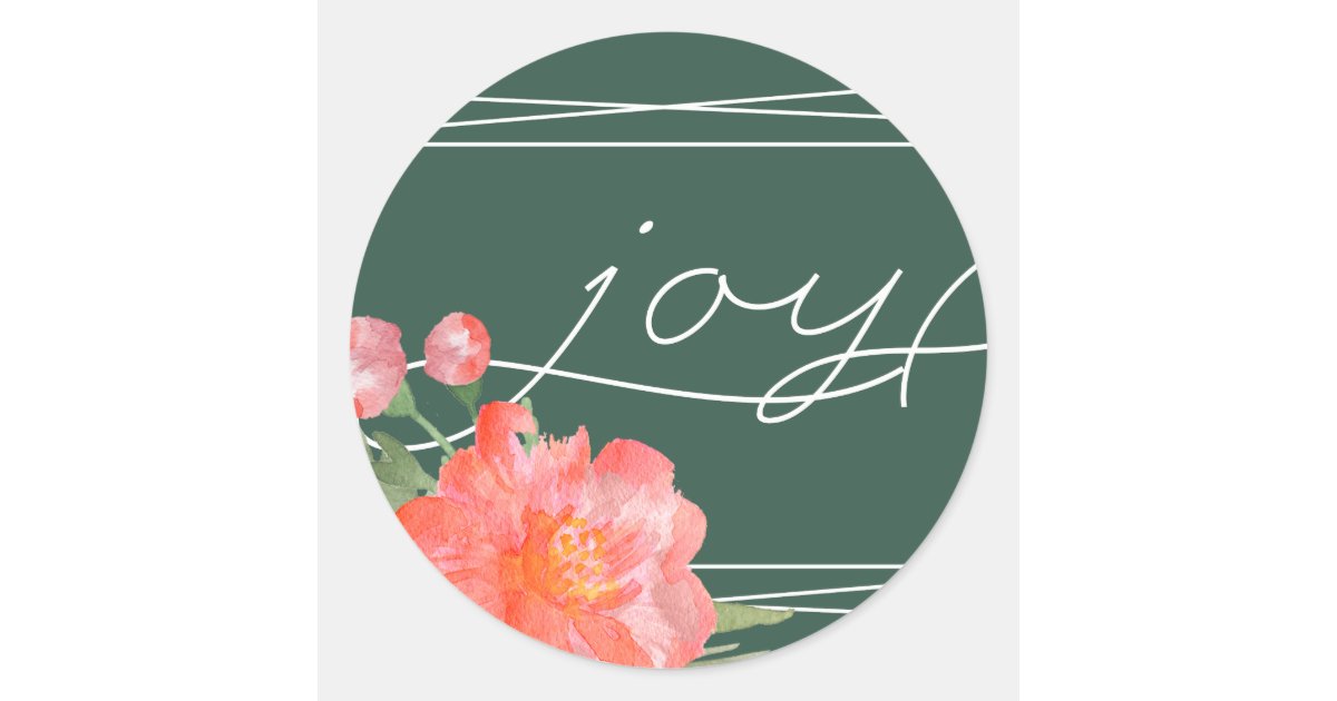 Winter Peony | Holiday Joy Classic Round Sticker | Zazzle
