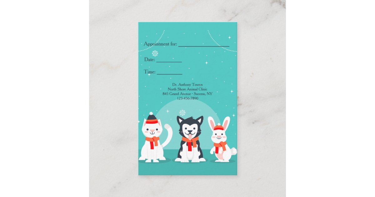 Winter Pets Veterinary Appointment Cards | Zazzle