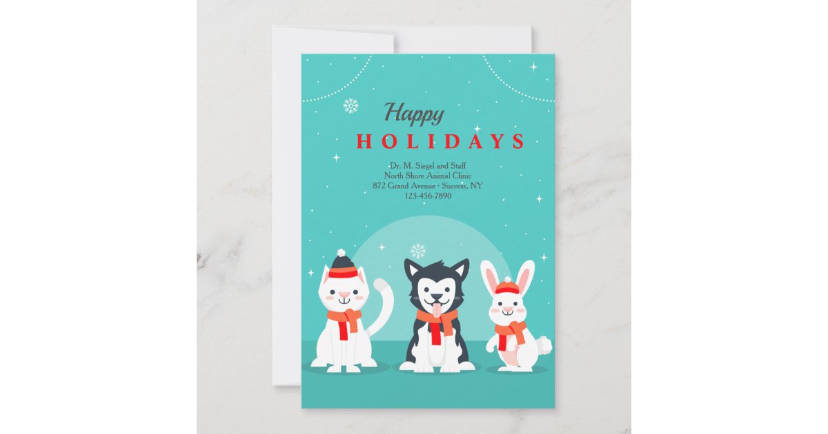 Winter Pets Veterinary Holiday Greeting Cards | Zazzle
