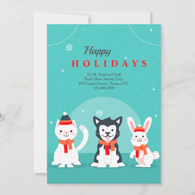 Winter Pets Veterinary Holiday Greeting Cards | Zazzle