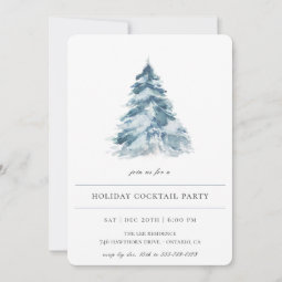 Winter Pine Tree Holiday Party Invitation | Zazzle