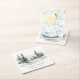 Winter Pine Tree Snow Landscape Watercolor Wedding Square Paper Coaster ...