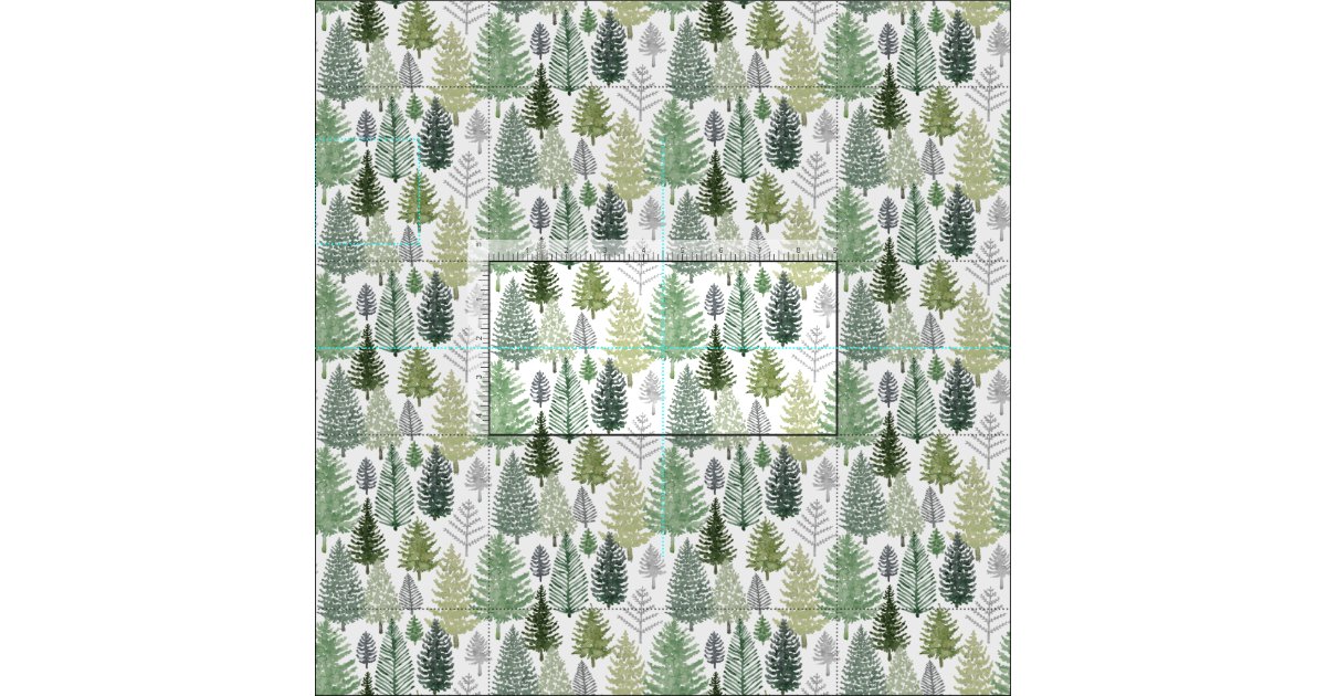 Winter Pine Trees Holiday Fabric | Zazzle