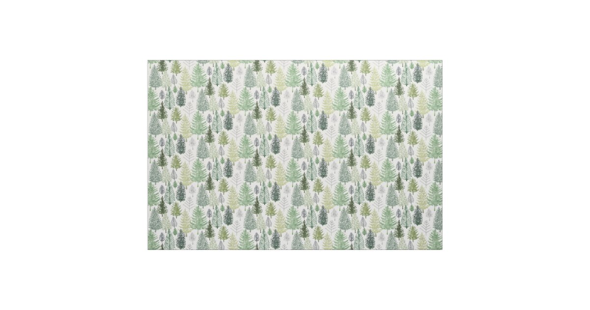 Winter Pine Trees Holiday Fabric | Zazzle