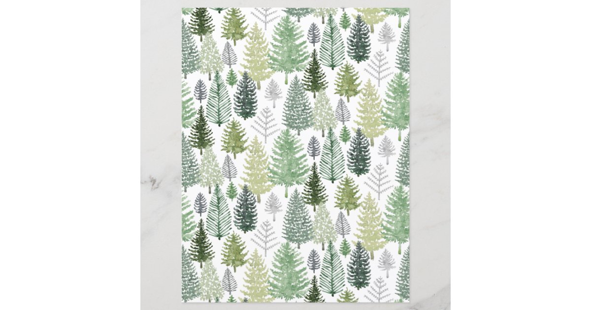 Winter Pine Trees Paper Sheet | Zazzle