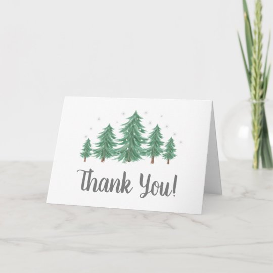 Winter Pine Trees Thank you Note | Zazzle.com