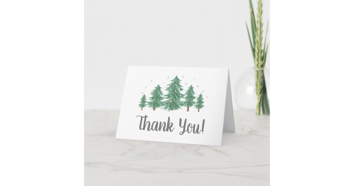 Winter Pine Trees Thank you Note | Zazzle