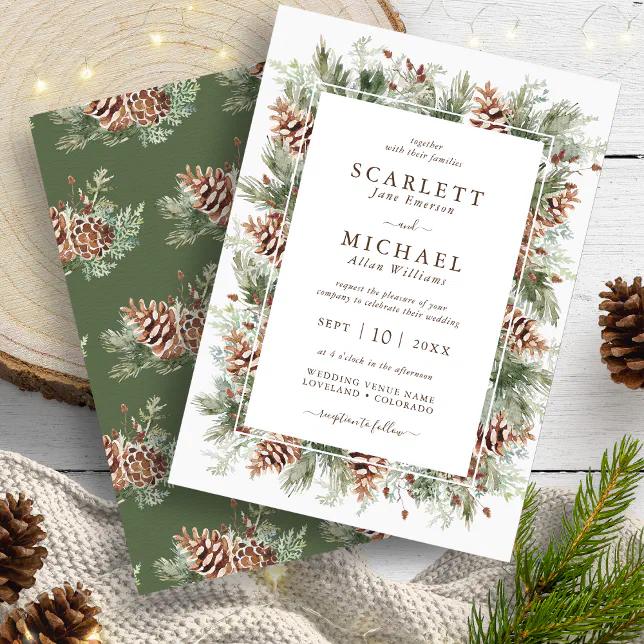 Winter Pine Wedding Invitation | Zazzle